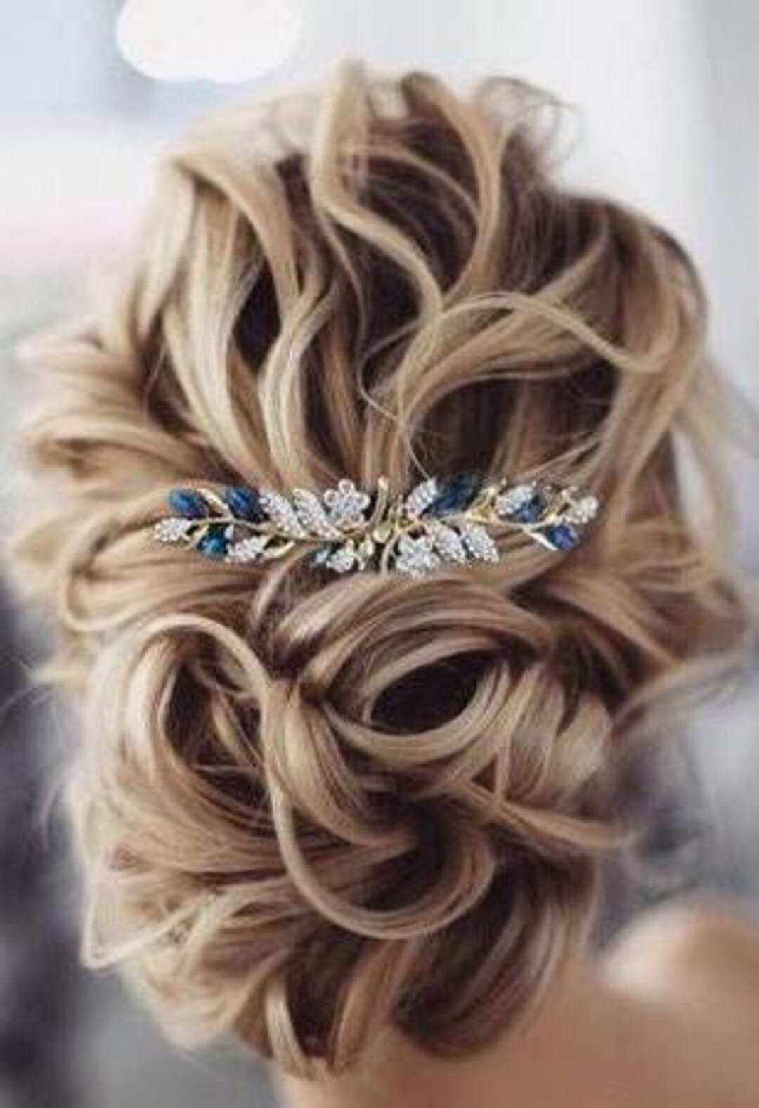 Blue Sapphire Hair Piece Crystal Hair Comb Floral Bridal Hair ...