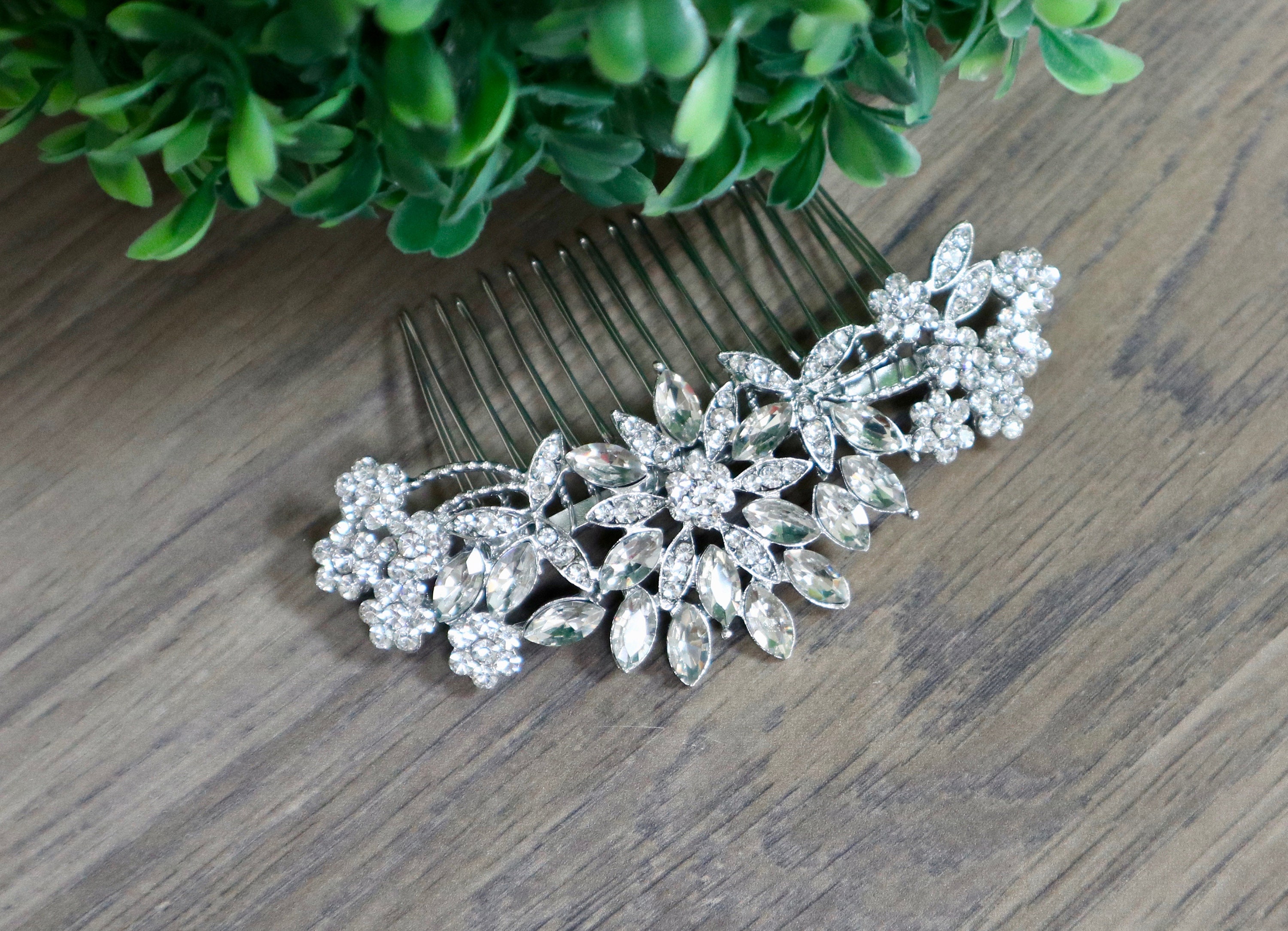 Crystal Bridal hair comb Silver Bridal hair comb Crystal hair | Etsy