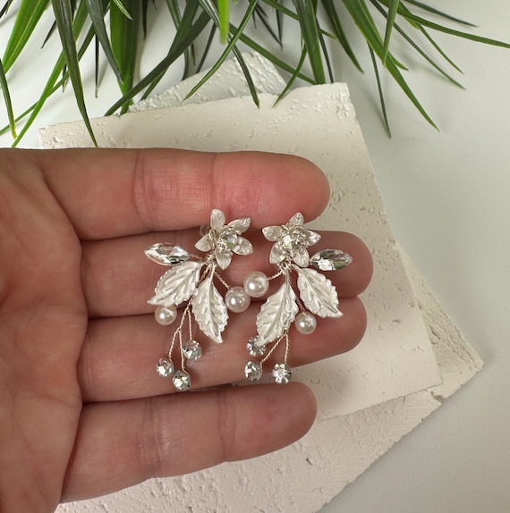 Rose gold floral earrings store