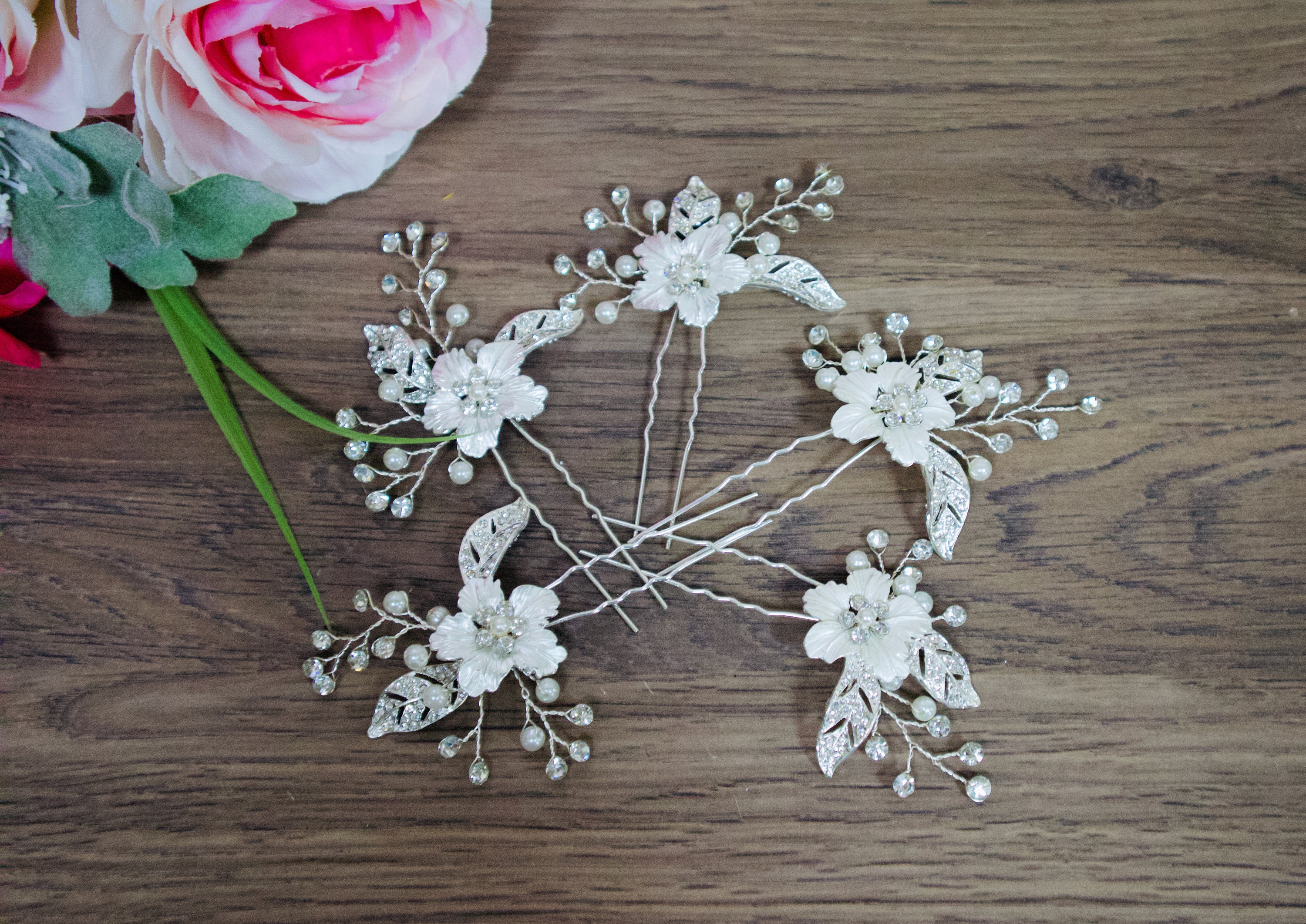 Bridal Hair Pins Wedding Hair Pins Bridesmaid Hair Pins Silver | Etsy