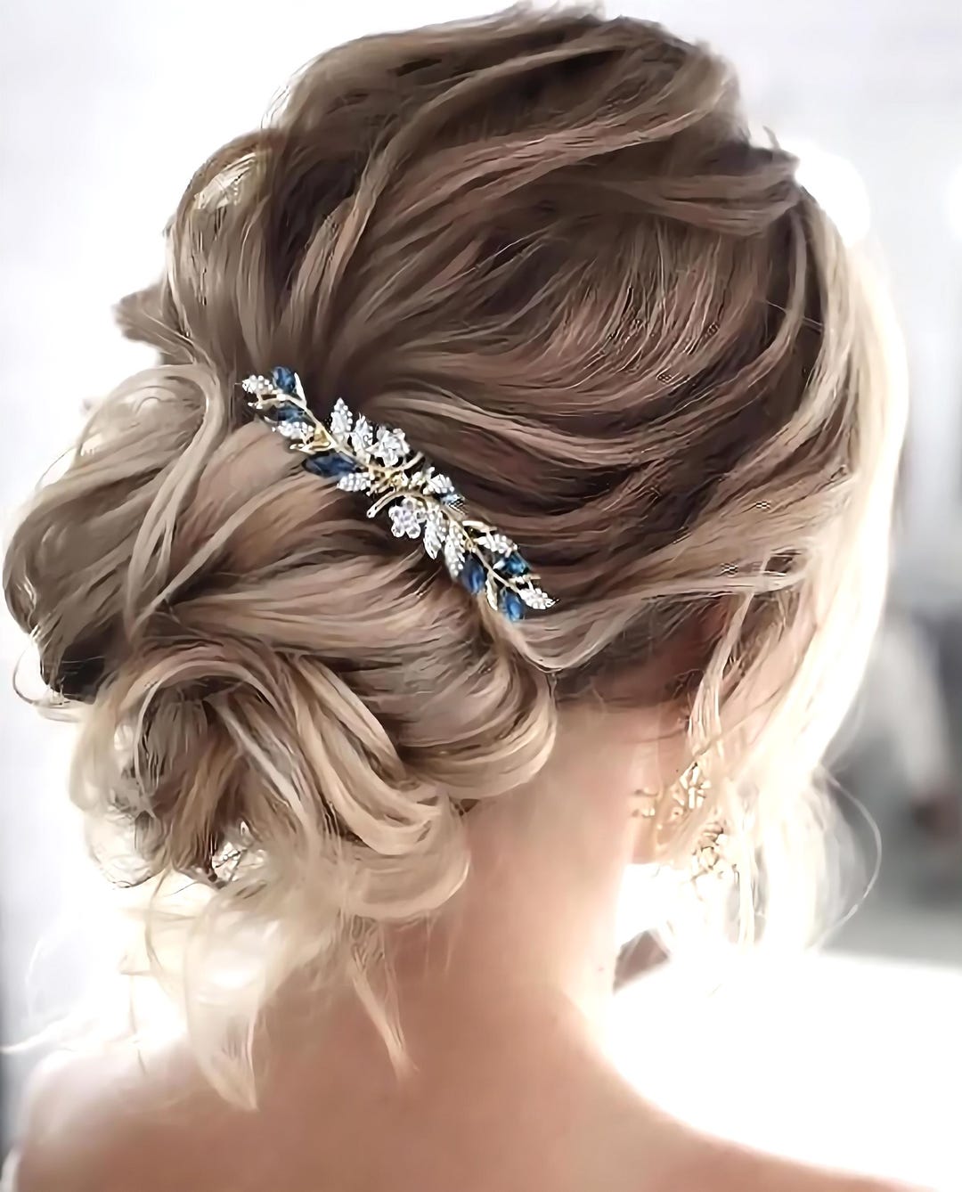 Bridal Sapphire Hair Piece Crystal Hair Comb Floral Bridal Hair ...