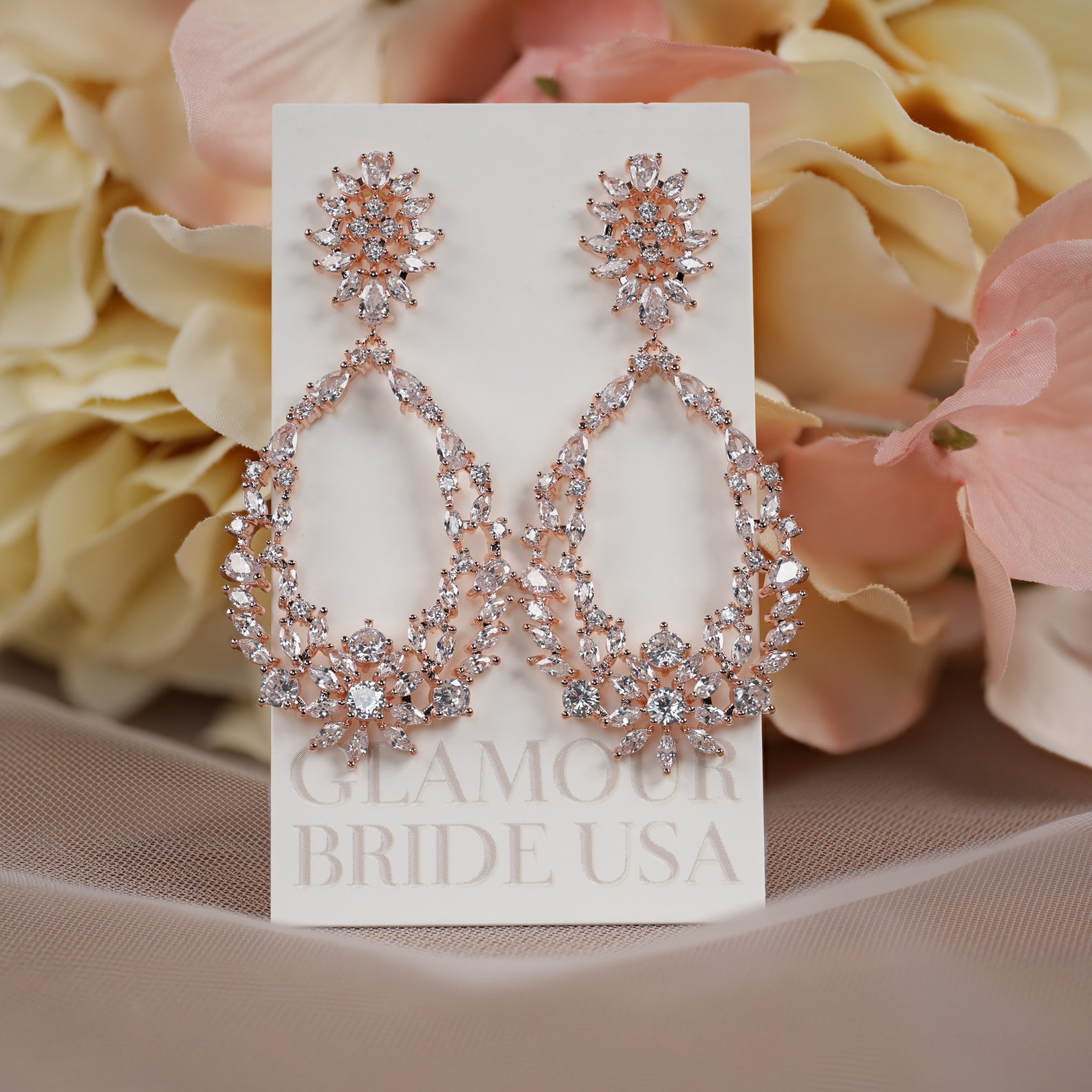 Crystal Hoop Earrings Statement Wedding Earrings Rose Gold - Etsy