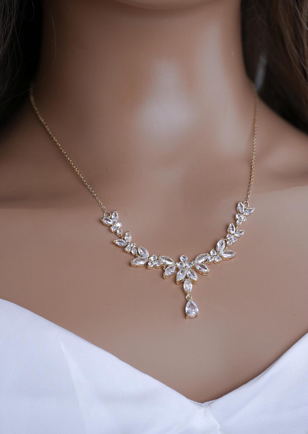 Backdrop Necklace Gold Wedding Jewelry for Bride Gold Bridal Jewelry ...