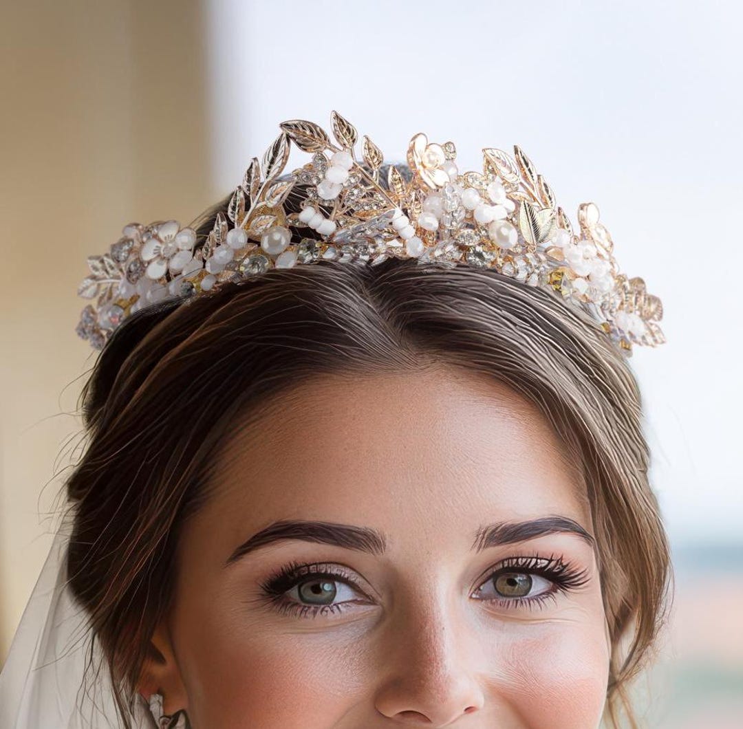 Bridal Crown Floral Wedding Tiara Flower Bridal Crown Floral Wedding ...