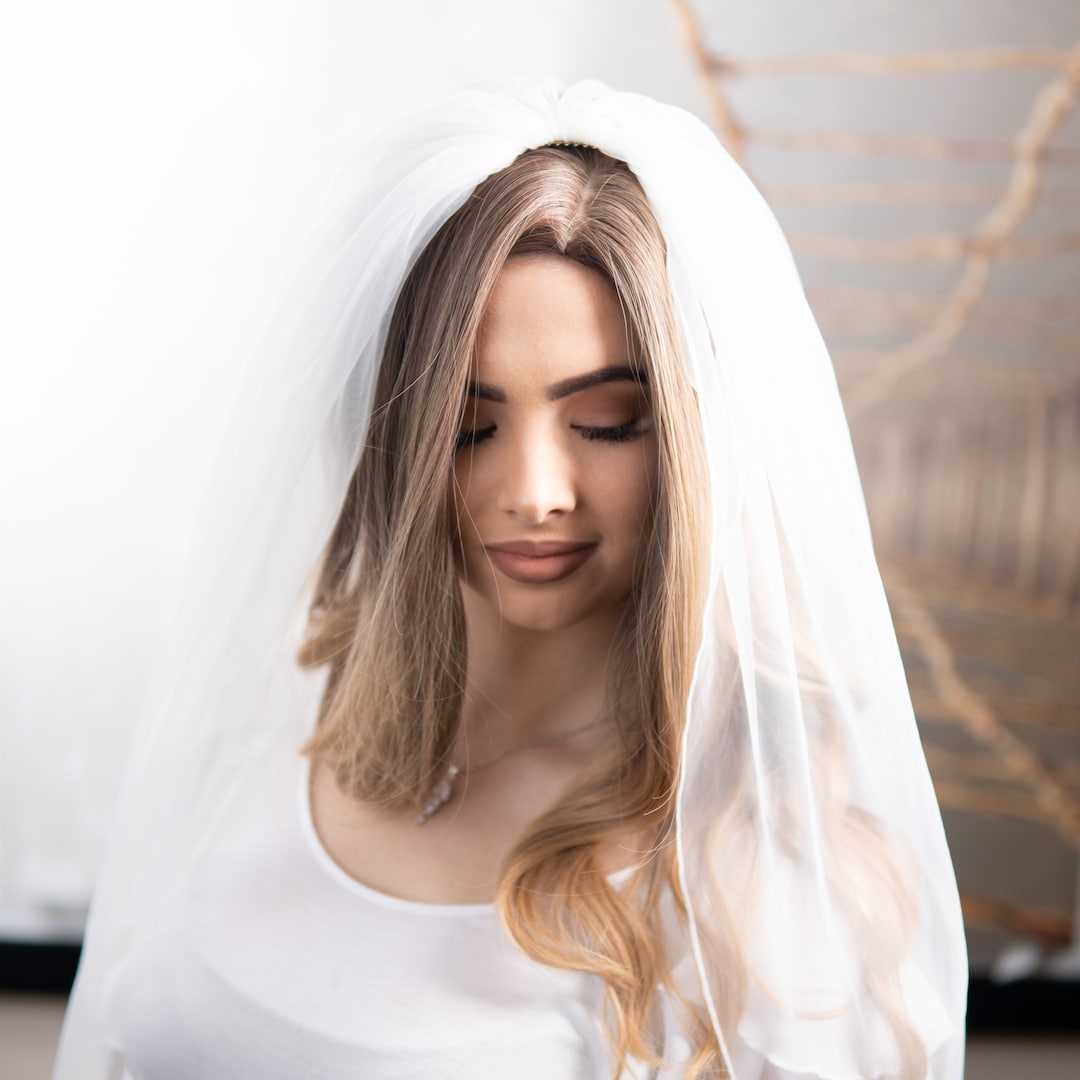 Simple Veil Ivory Bridal Veil With Comb Pencil Edge White Wedding Veil ...