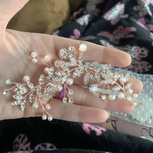 Rose Gold Hair Vine Bridal Accessory Wedding Rose Gold Bridal Etsy