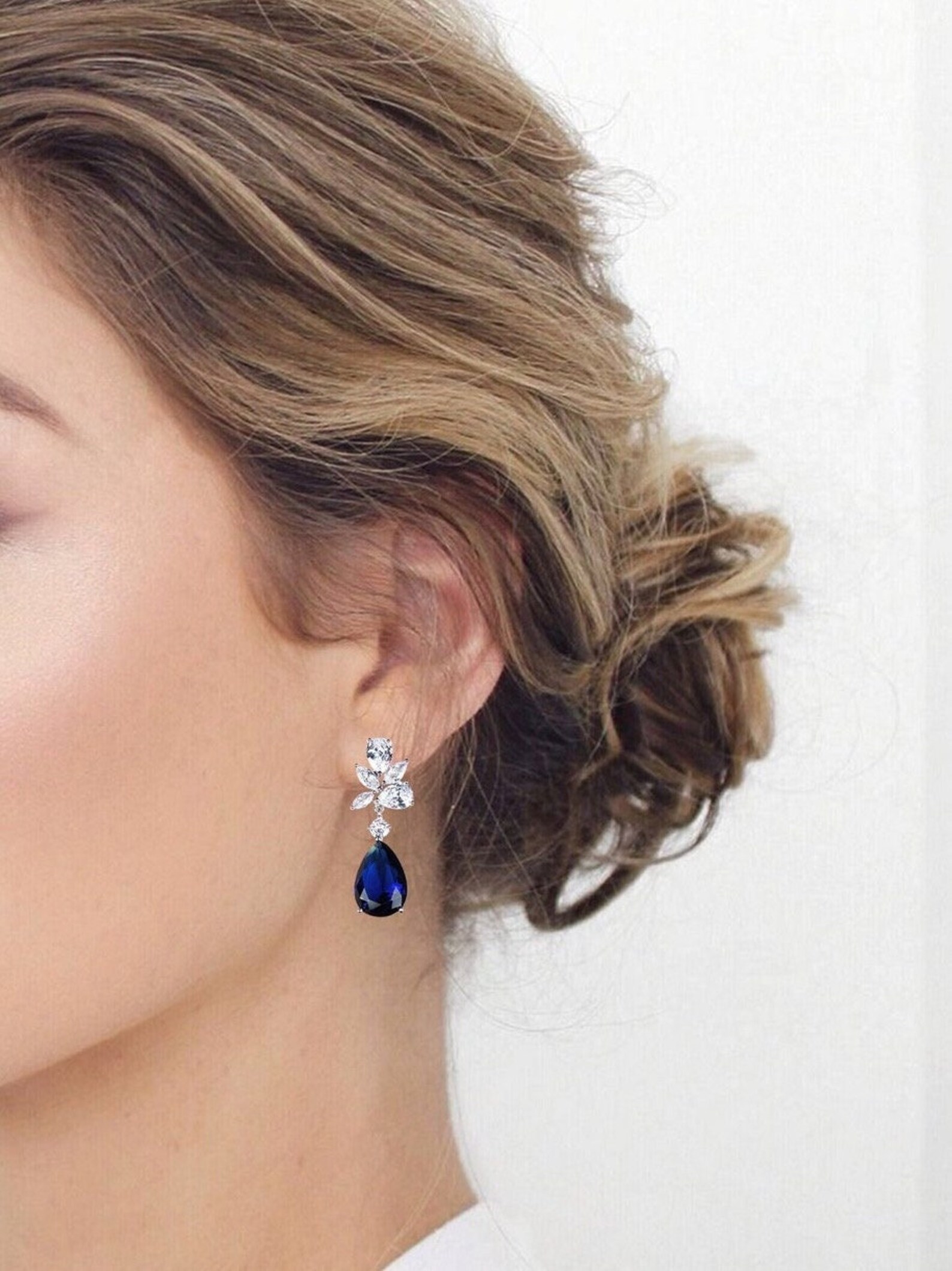 Blue Sapphire Hair Piece Crystal Hair Comb Floral Bridal Hair ...
