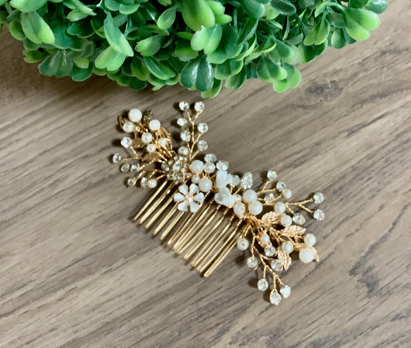 Floral Bridal Hair Piece Pearl Wedding Hair Comb Floral Etsy