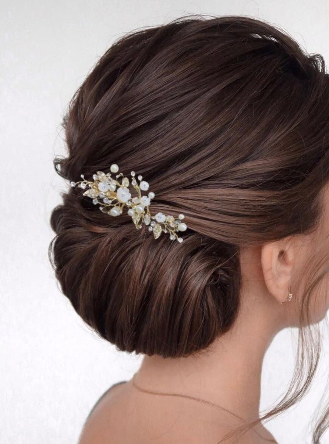 Floral Hair Comb Bridal Hair Accessory Gold Pearl Hair Comb for Wedding ...