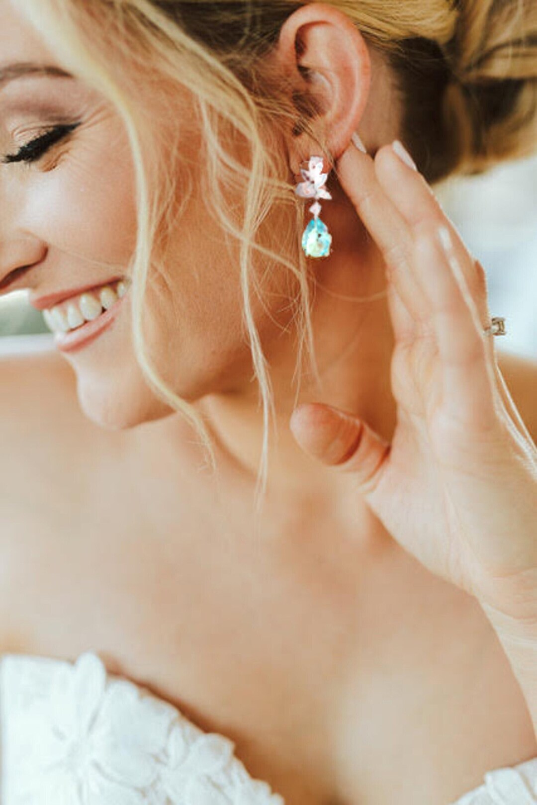 Crystal Earrings Something Blue Bridal Earrings Drop Blue Wedding ...