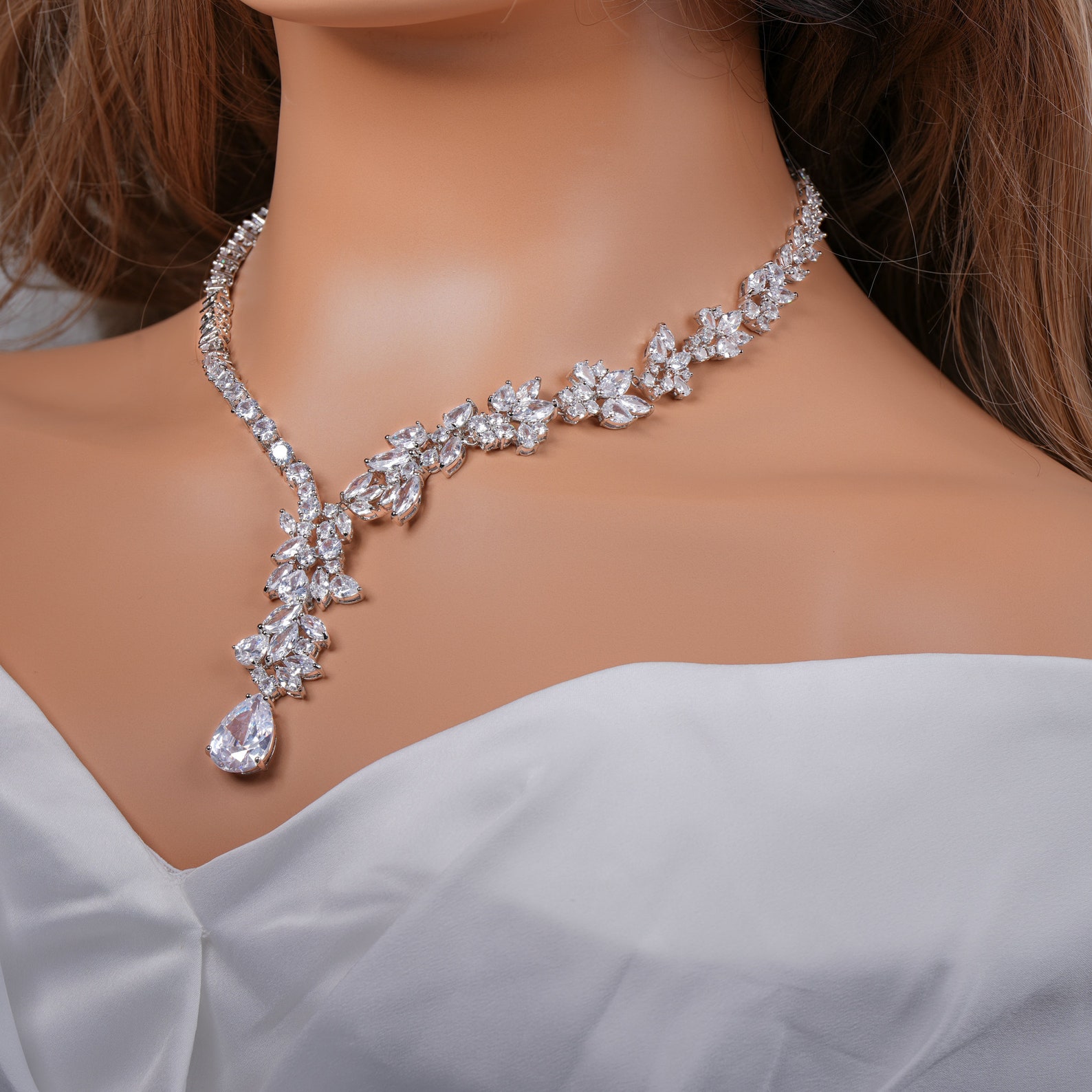 Bridal Necklace Set Crystal Necklace and Earrings Set Diamond Bridal ...