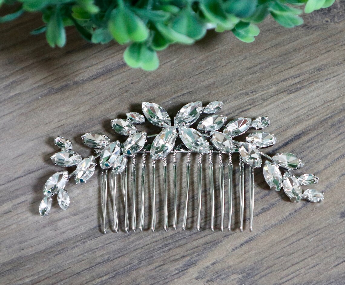 Crystal Bridal Hair Piece Crystal Bridal Hair Accessories Leaf - Etsy