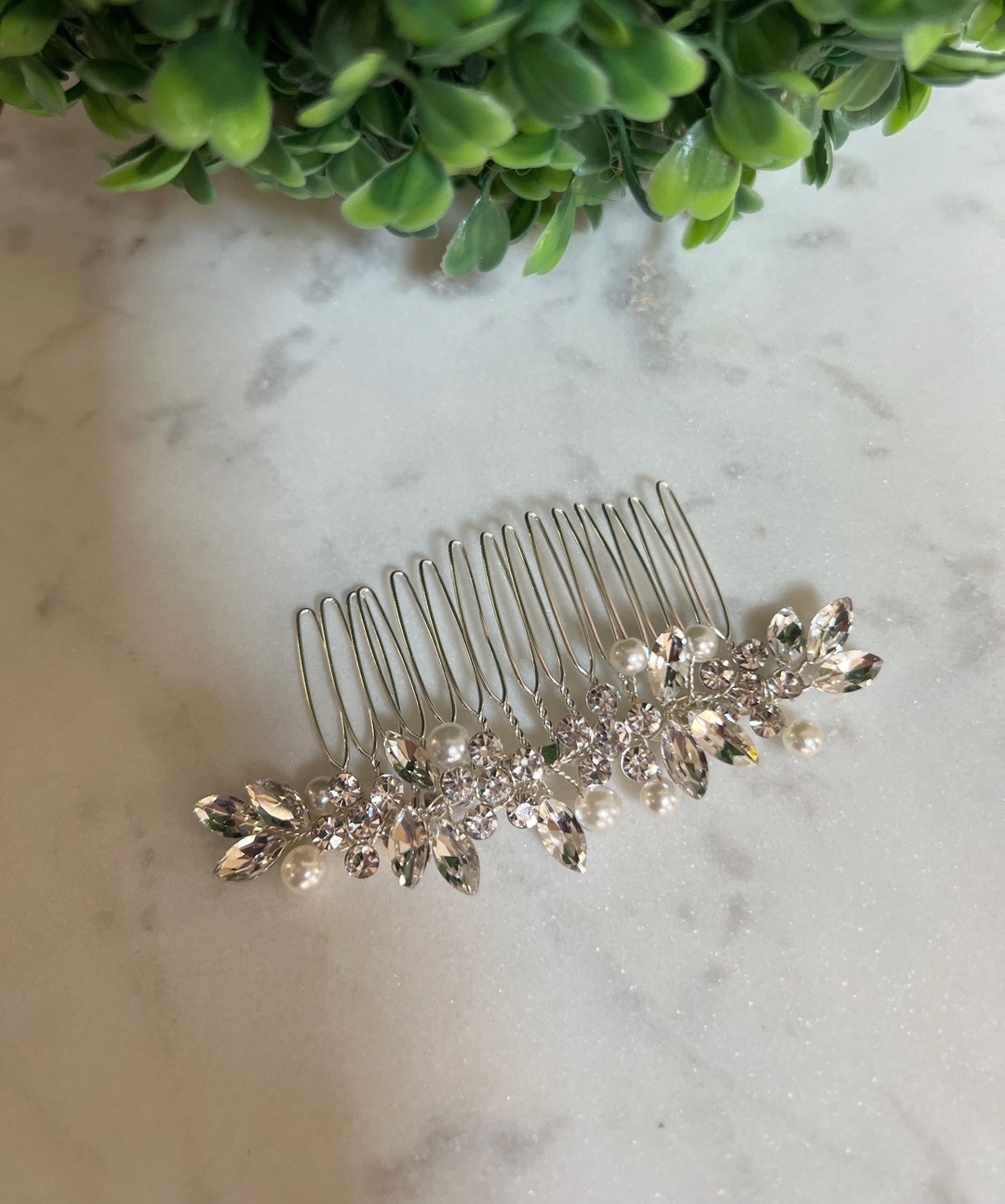 Floral Bridal Hair Comb Pearl Wedding Hair Comb Bridal Hair Accessory ...