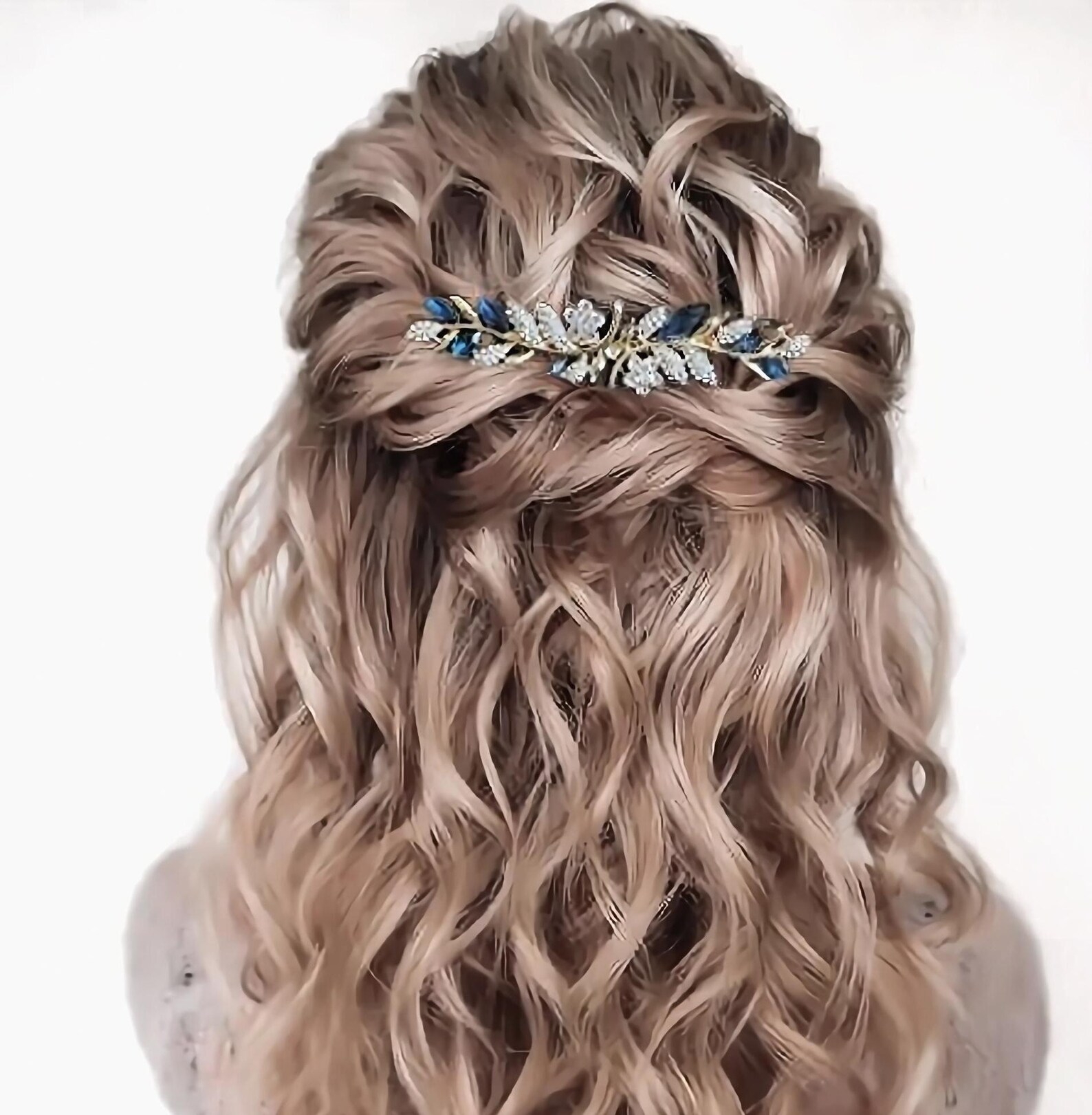 Blue Sapphire Hair Piece Crystal Hair Comb Floral Bridal Hair ...