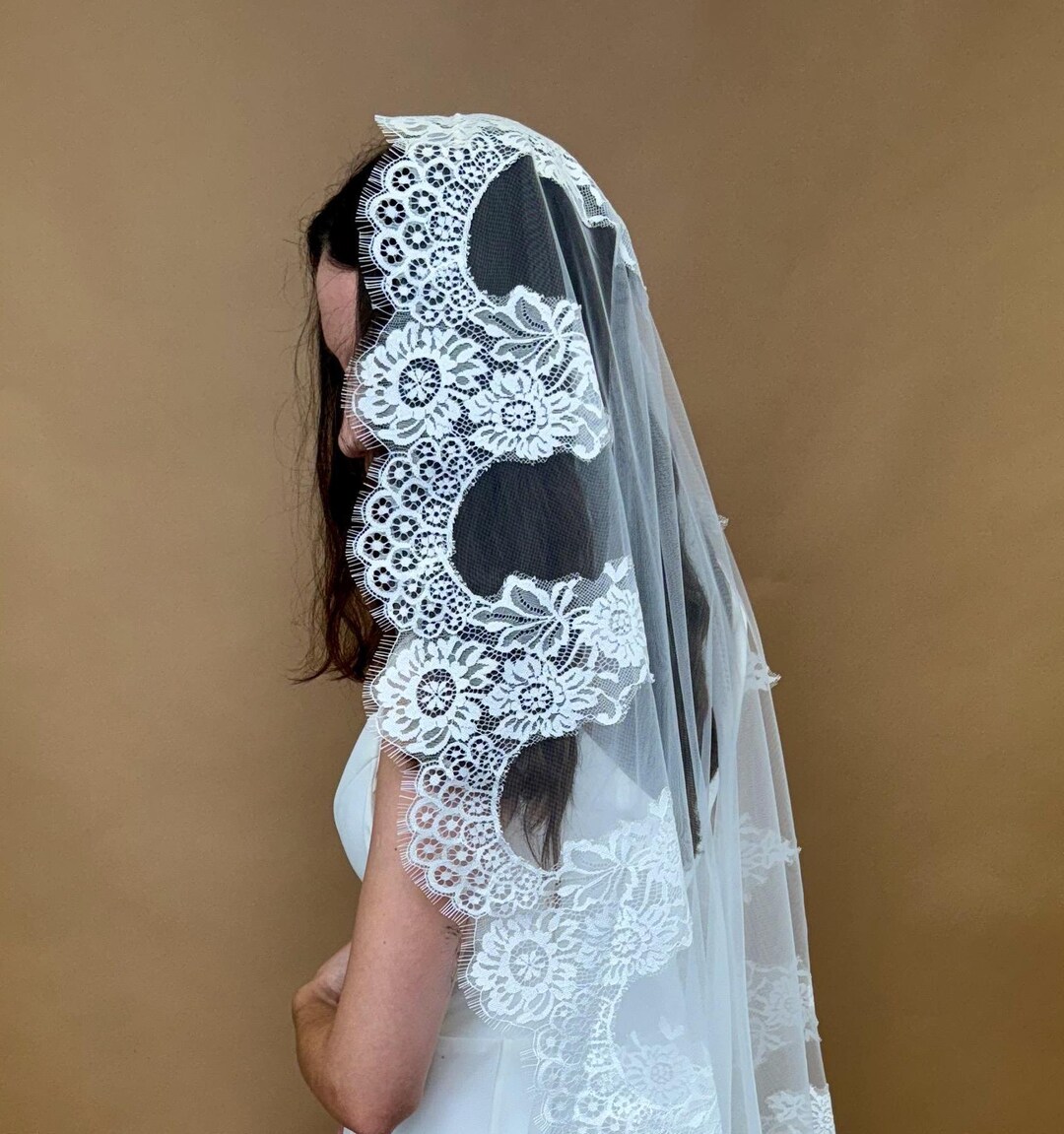 Lace Veil Mantilla Veil Cathedral Lace Veil Floor Veil for Bride Veil ...