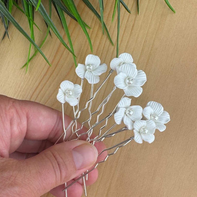 Ceramic Floral Hair Clips - Etsy