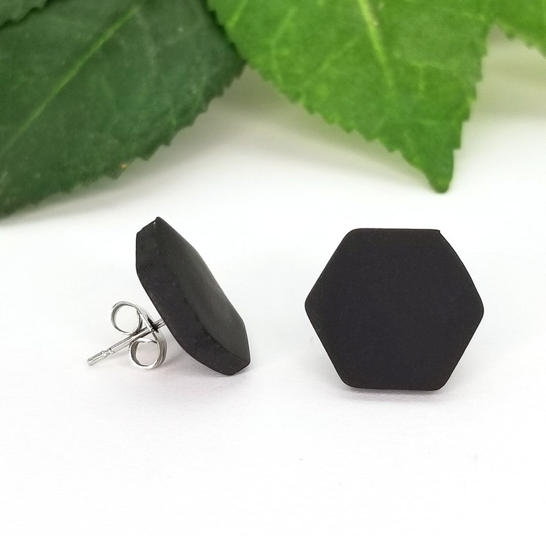 Matte Clay Stud Earrings: Octagon or Hexagon, 25 Colors, Surgical Steel ...