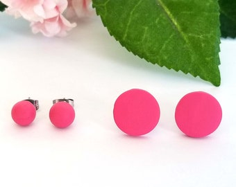 Peach Stud Earrings Matte Round Peach Earrings Blush Pink - Etsy