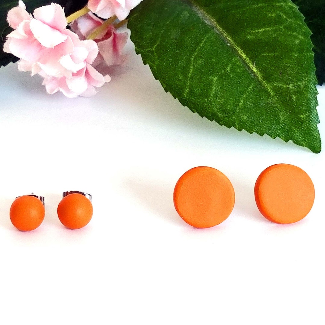 Burnt Orange Polymer Clay Stud Earrings: 6mm Ball or 12mm Round, Matte ...