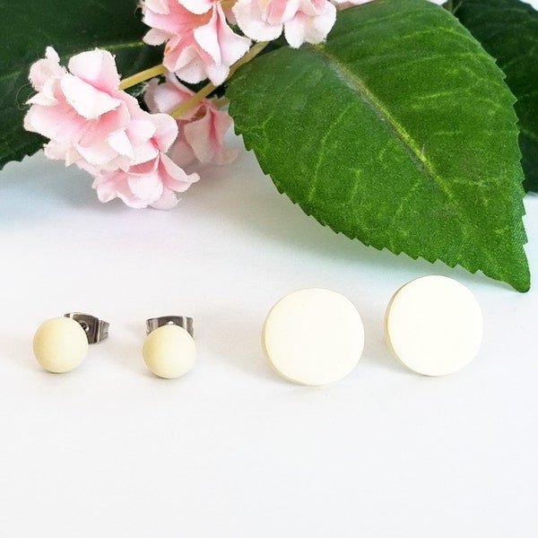 Cream Clay Stud Earrings - Etsy