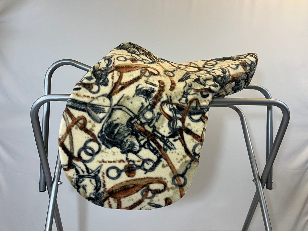 Equestrian Print Fleece Saddle Cover for Dressage, All Purpose, Jumping ...