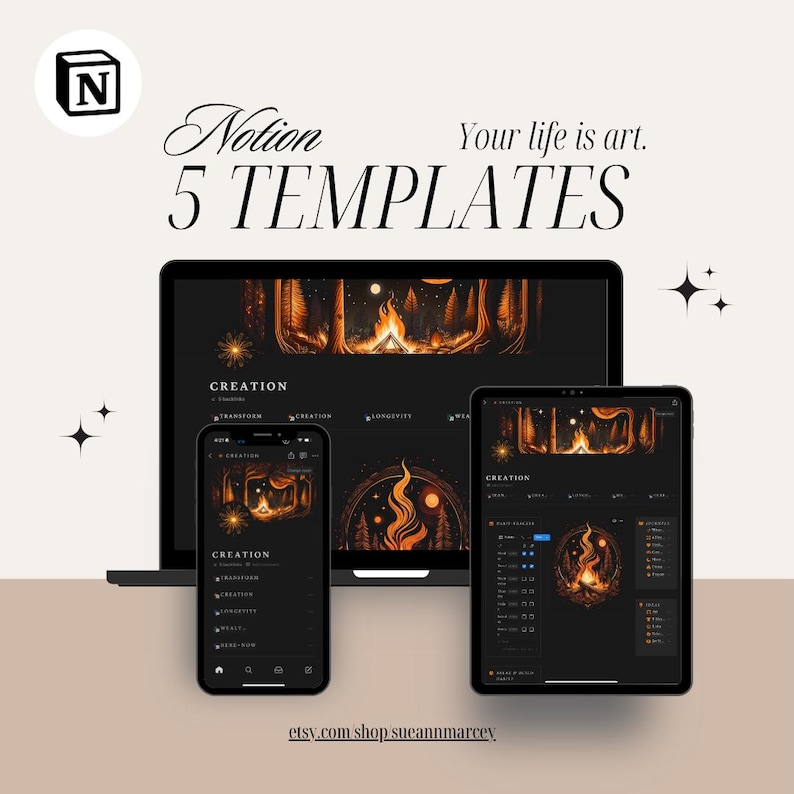 Your Life is Art Notion Templates - Etsy