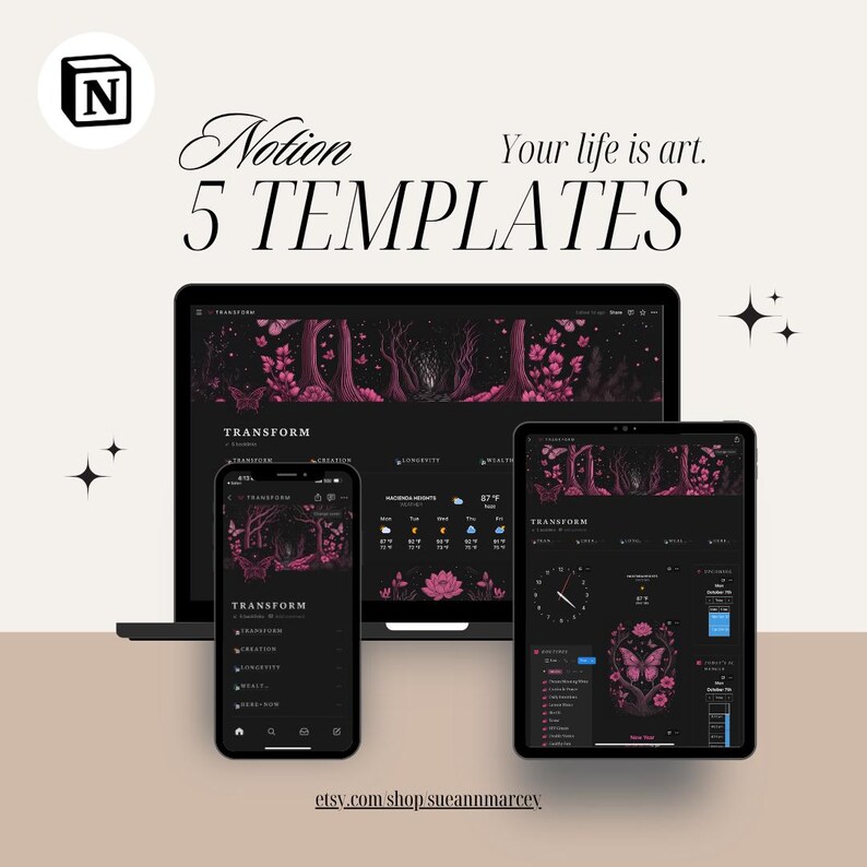 Your Life is Art Notion Templates - Etsy