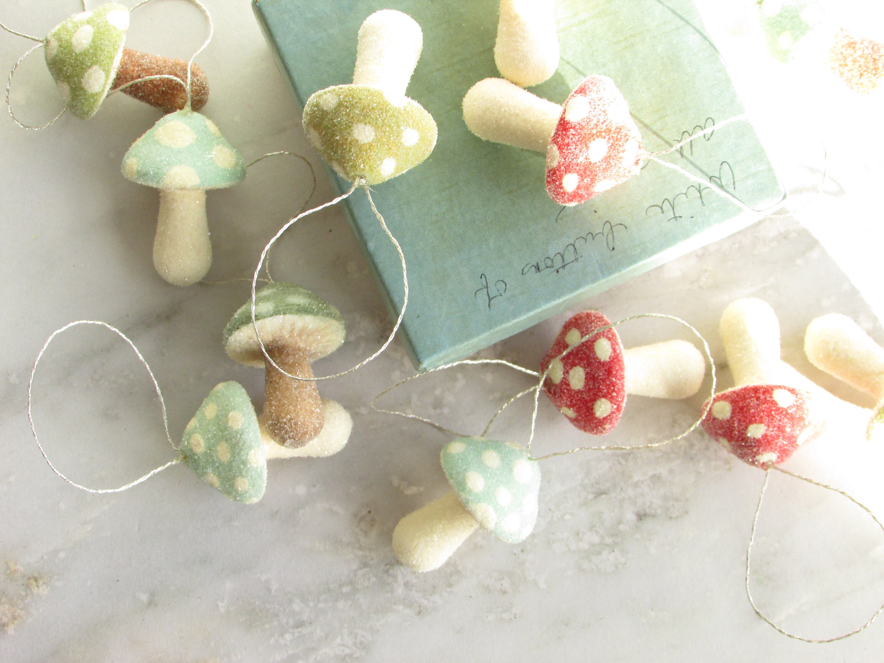 Vintage Old World Glittered Handpainted Mushroom Christmas Ornament ...