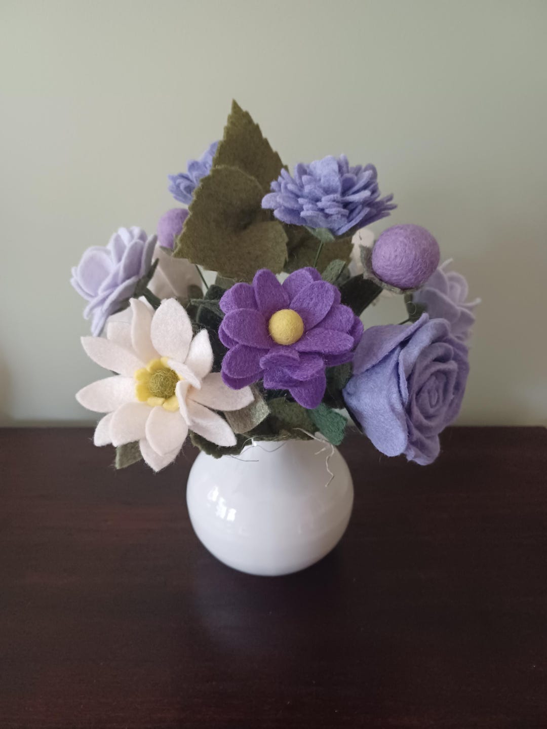 Felt Flower Bouquet, Ready Made Bouquet, Wool Blend Felt, Vase Bouquet ...