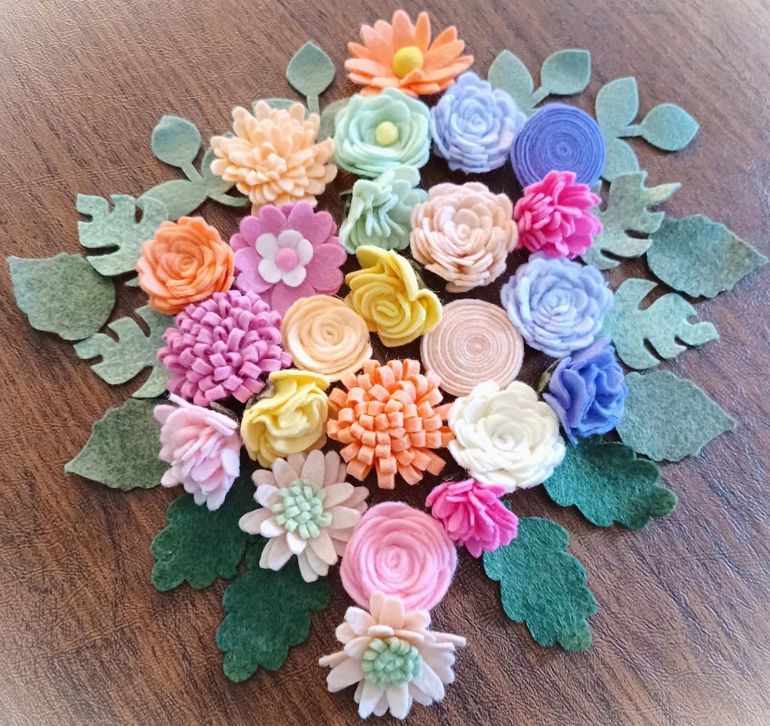 Loose Felt Flowers: Handmade Craft Embellishments, Assorted Sizes ...