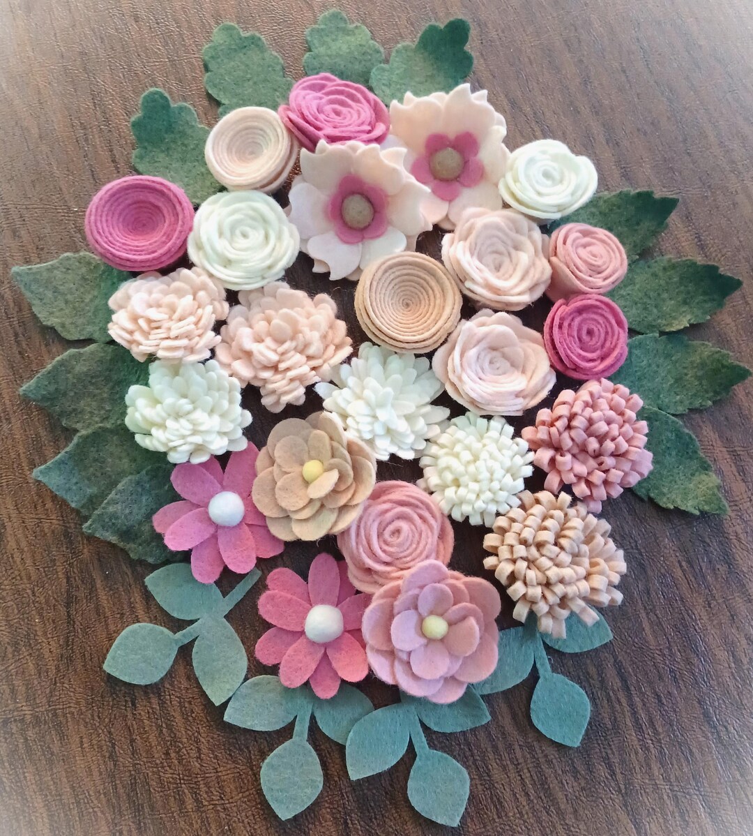 Felt Flower Set: Rosy Blush Wool Blend, DIY Craft Flowers - Etsy