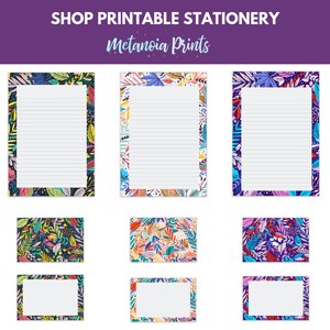 Printable Tropical Stationery Paper Set of 4 Notecards Instant Digital ...