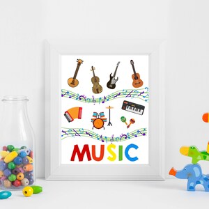 Music Instruments Printable Wall Art Music Classroom Kids Room Decor ...
