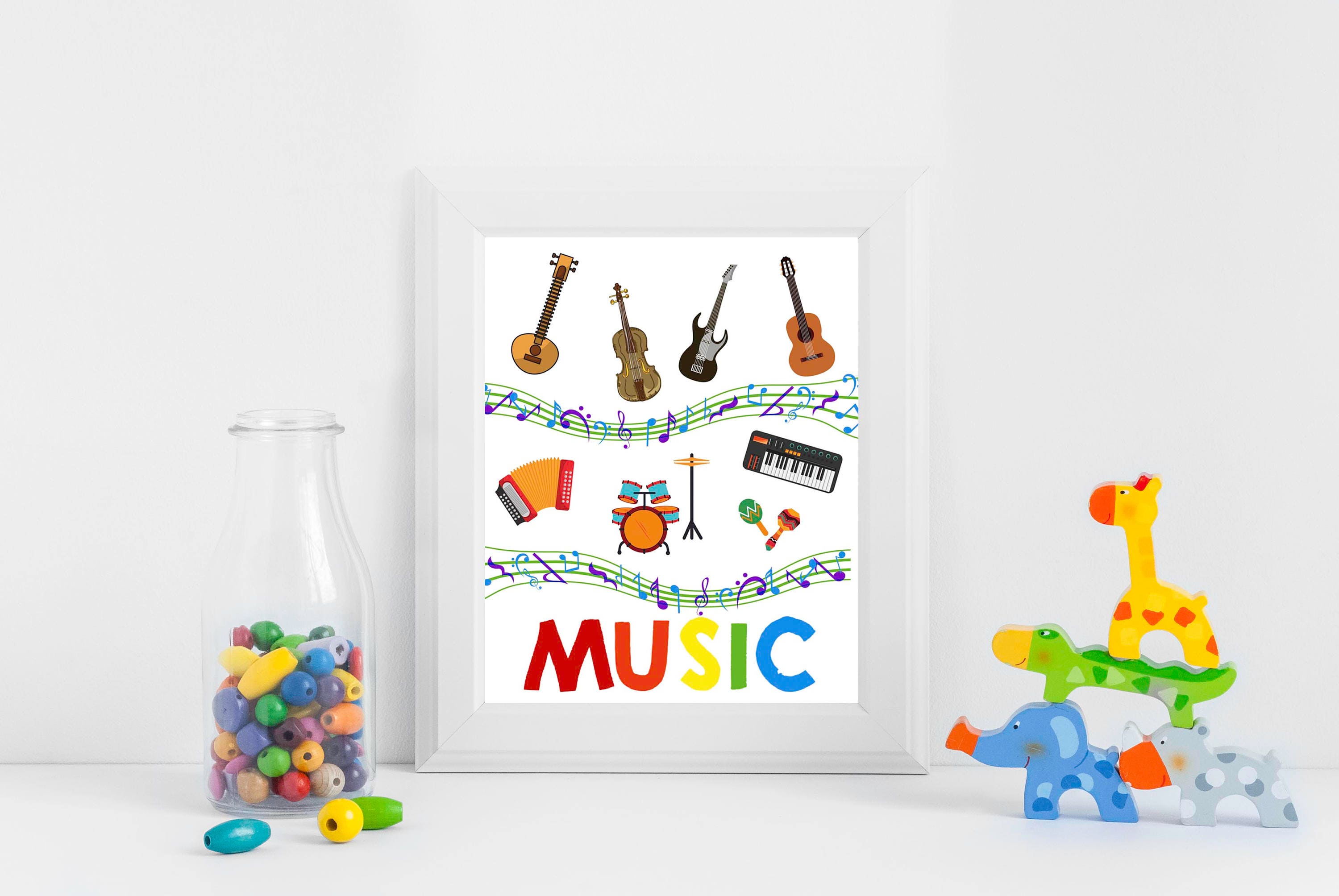 Music Instruments Printable Wall Art Music Classroom Kids Room | Etsy