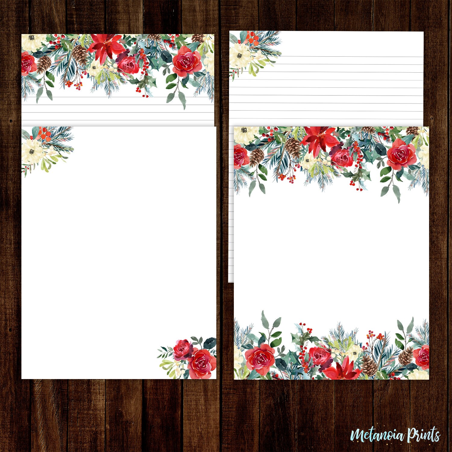 Stationery Paper Digital Download Plant Art Winter Holidays Letter ...