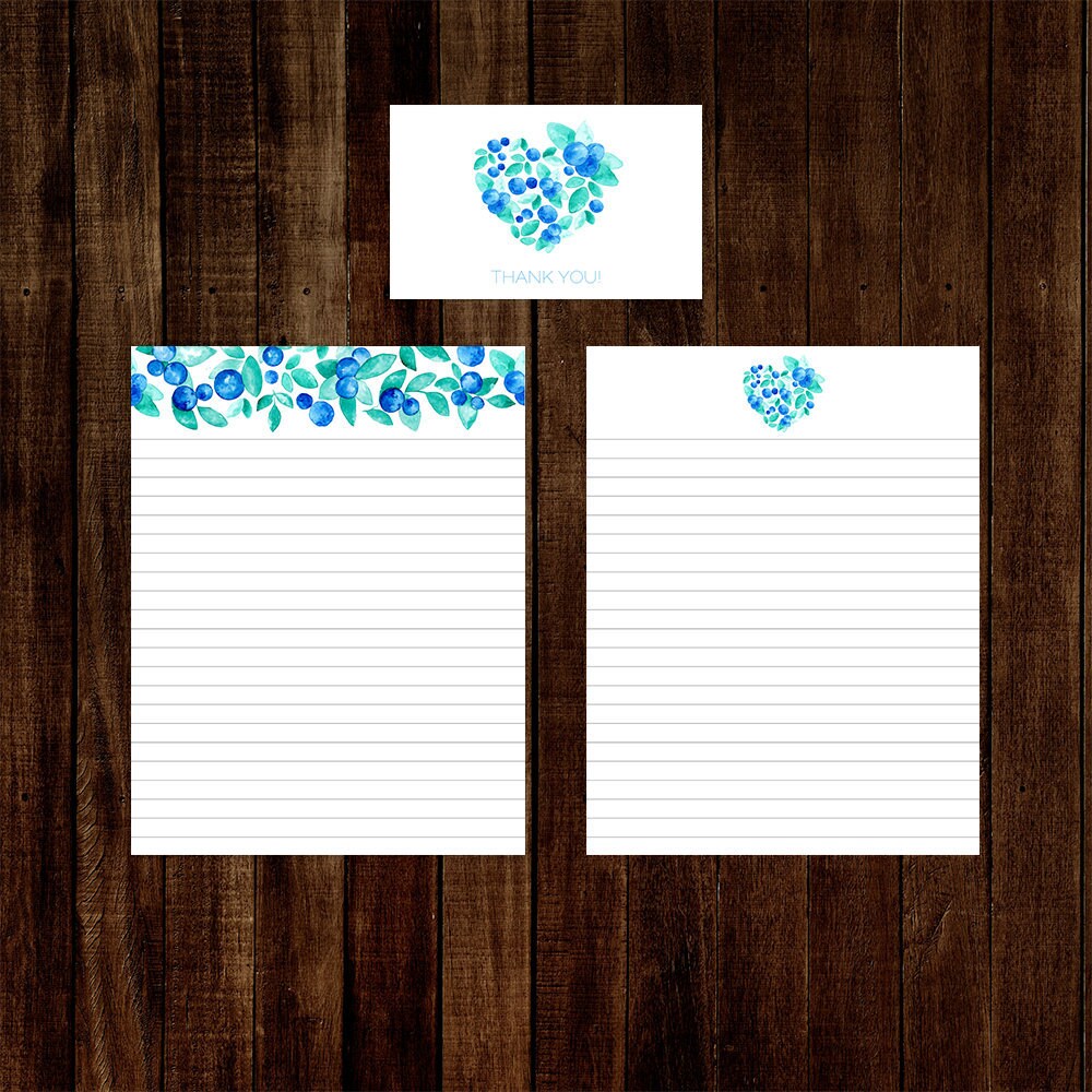 Printable Letter Writing Paper and Card Set Watercolor - Etsy