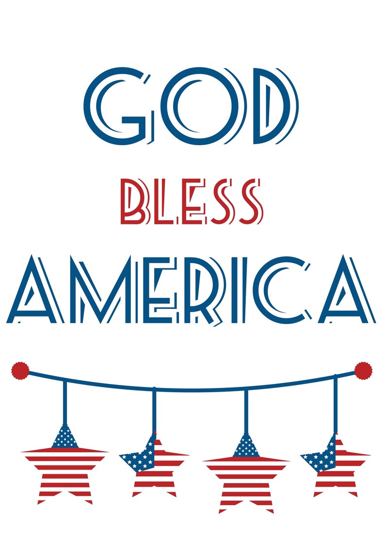 God Bless America Printable Art Americana Decor Patriotic - Etsy