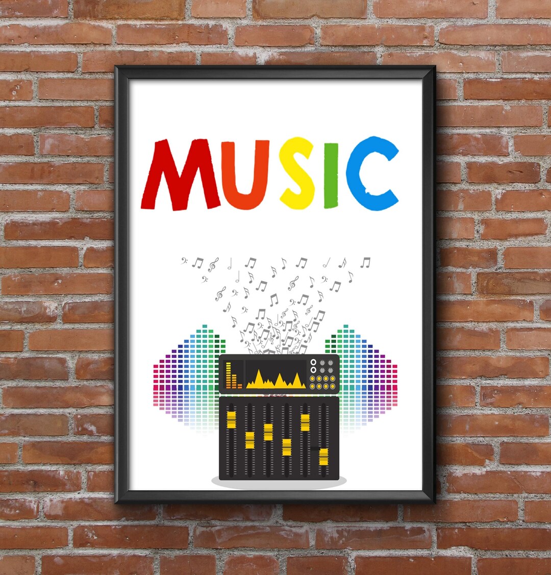 Music Notes Printable Poster Music Classroom Wall Art Playroom Decor ...