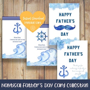 Nautical Theme Happy Father's Day Printable Card | Instant Digital ...