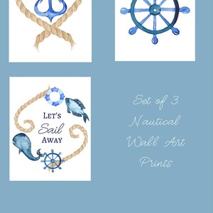 Nautical Printable Gallery Wall Art Set of 3 Downloadable Prints ...