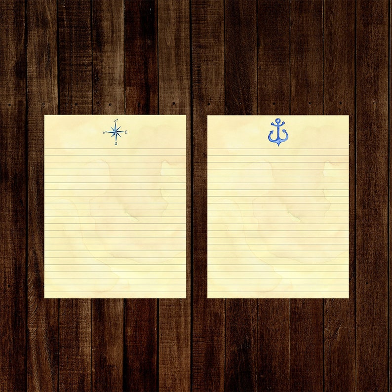 Nautical Printable Stationery Digital Download Printable Lined - Etsy