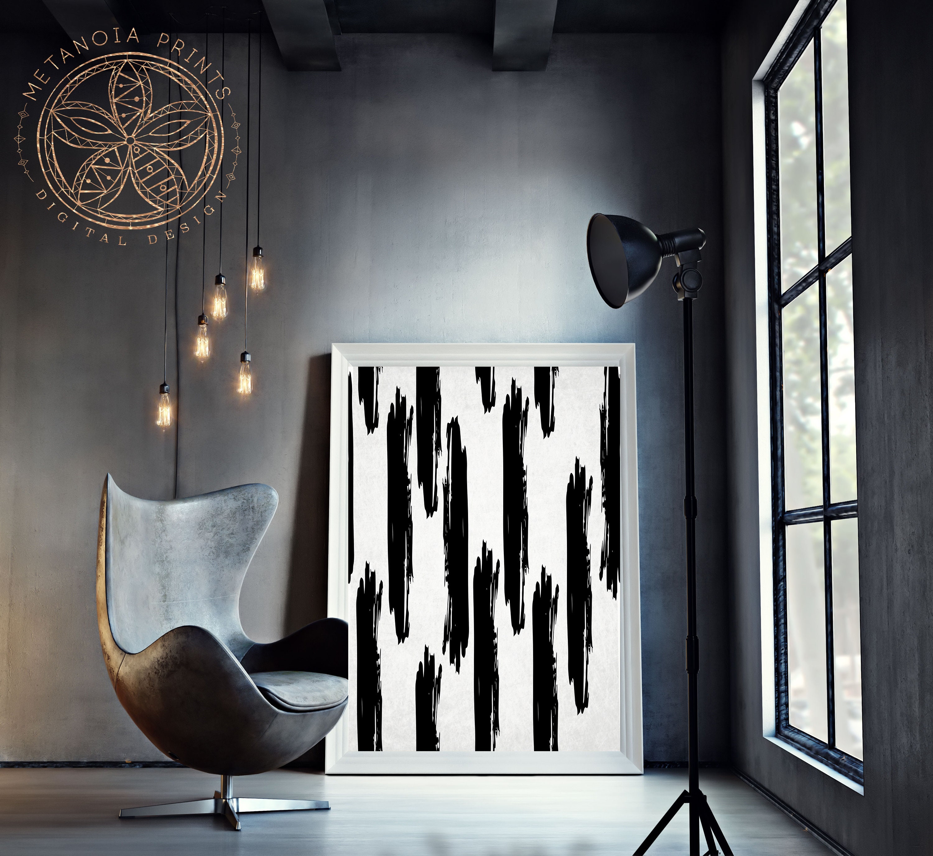 Black and White Art Set of 3 Instant Digital Downloadable | Etsy