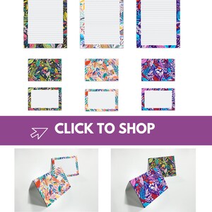 Printable Tropical Stationery Paper Set of 4 Notecards Instant Digital ...