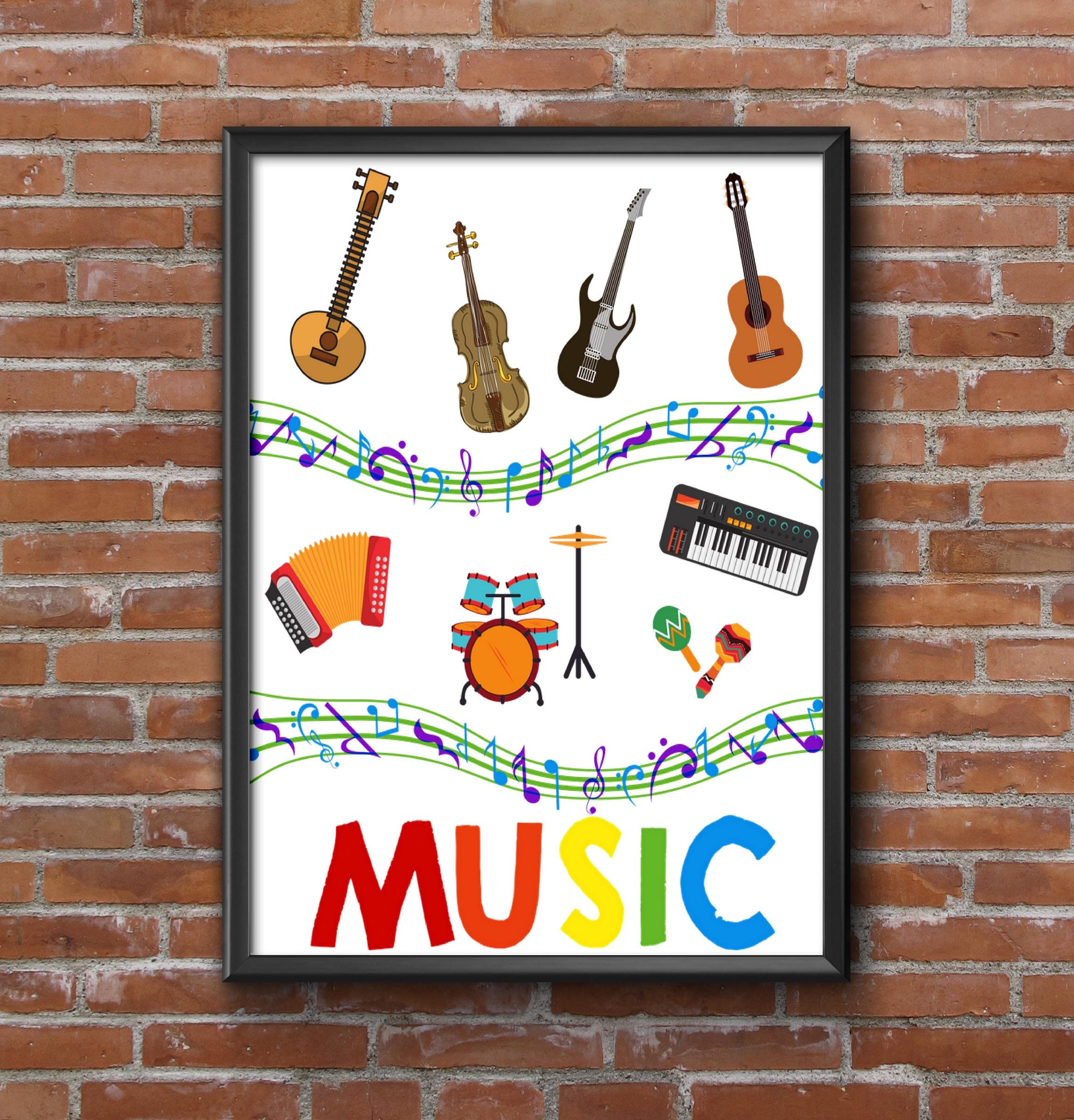 Music Instruments Printable Wall Art Music Classroom Kids Room Decor ...
