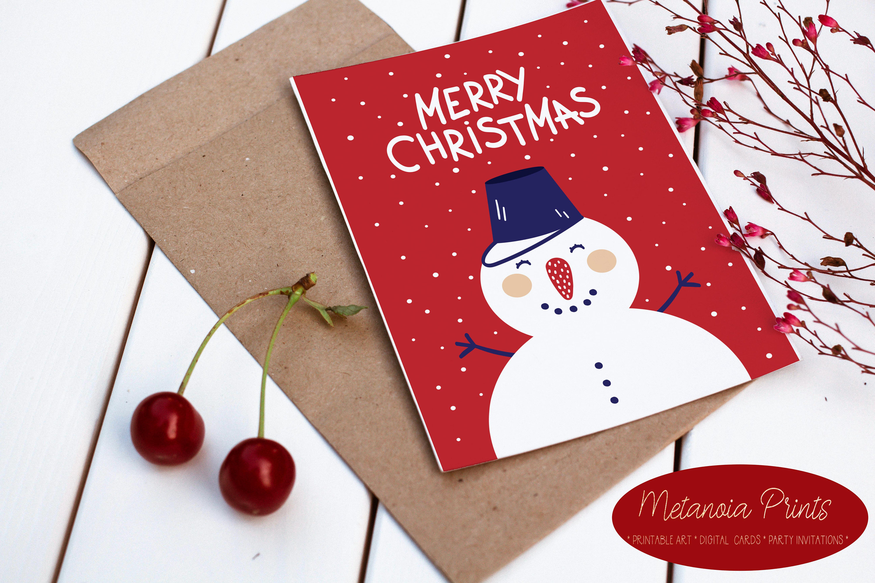 Merry Christmas Snowman Card Gift Card Holder Instant Digital - Etsy