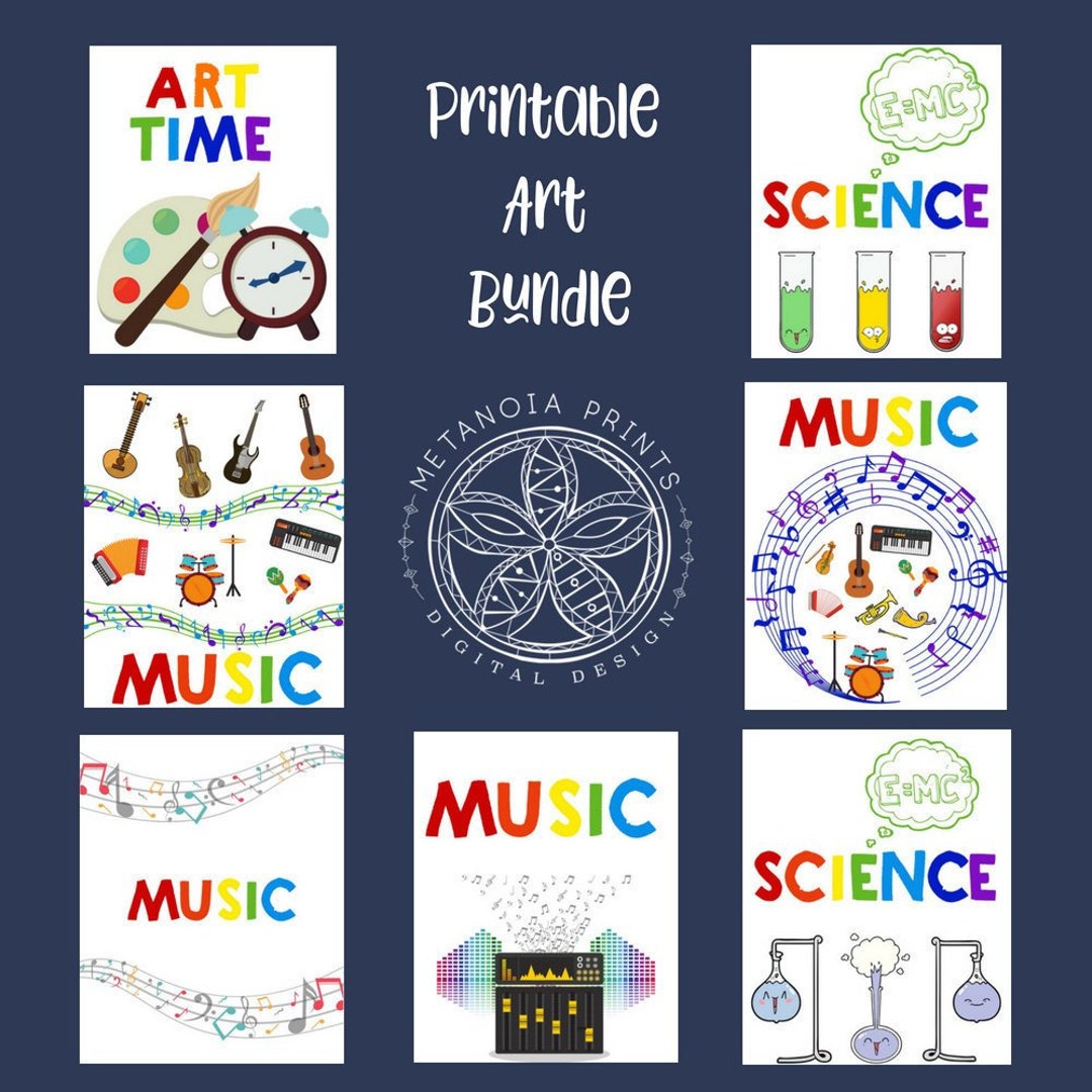 Classroom Decor Printable Art Bundle: Science, Music, Art (digital ...