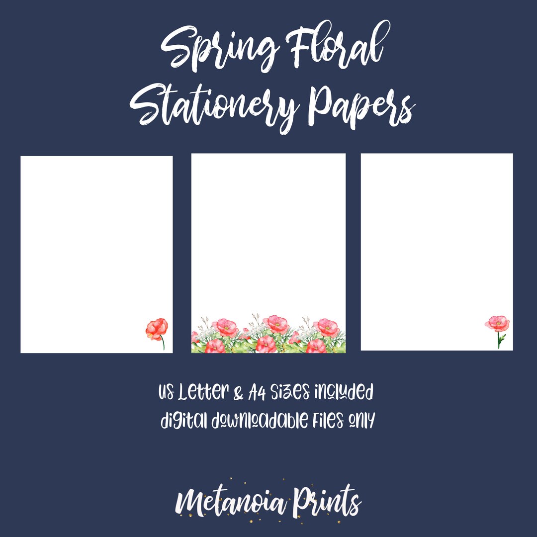Printable Spring Stationery Papers, Instant Digital Download ...