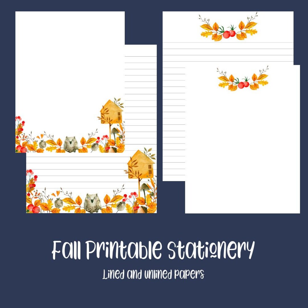 Fall Leaves Printable Stationery | Instant Digital Download Lined ...