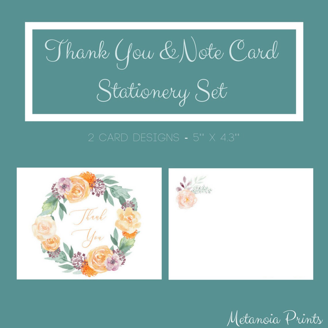 Thank You Cards Note Cards Printable Postcards Digital - Etsy