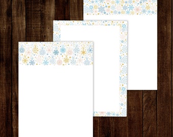 Winter Snowflake Lined Printable Letter Writing Paper, 8.5x11, Lined ...